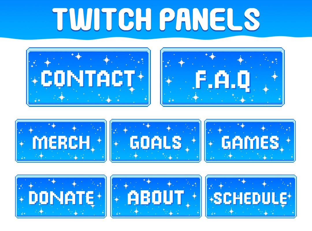 Pixel Twitch Panels 8bit Pixel Art Stream Pack Panels Blue Twitch ...