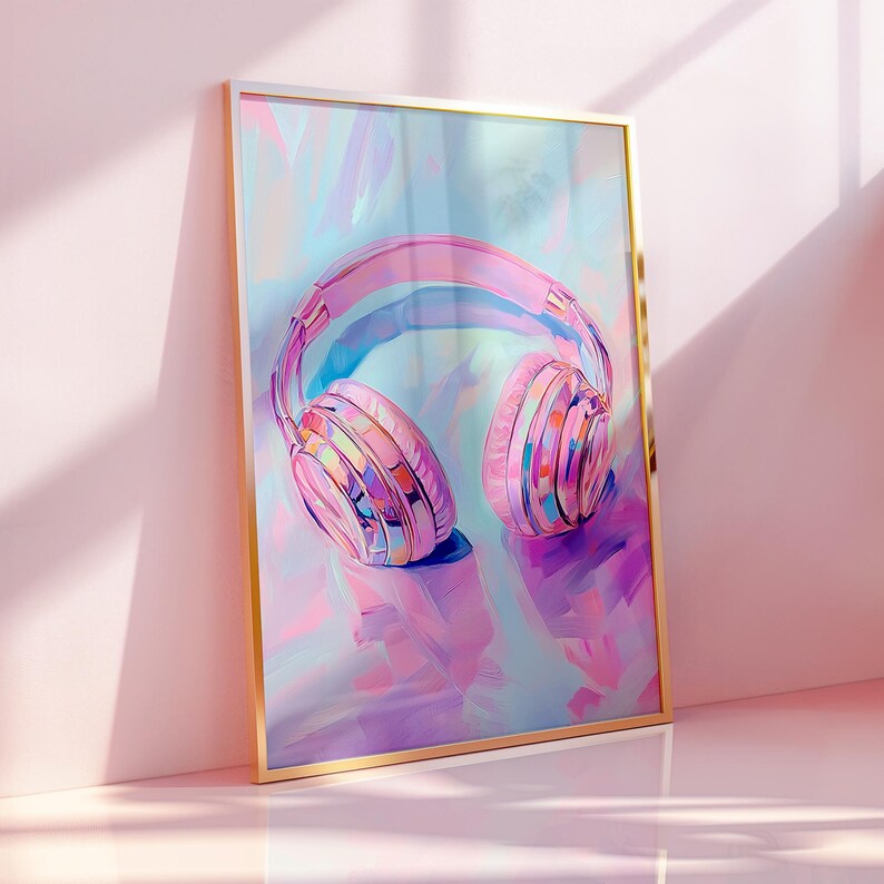 Pastel Gaming Poster – Dopamine Decor, Pink Headset Gaming Space ...