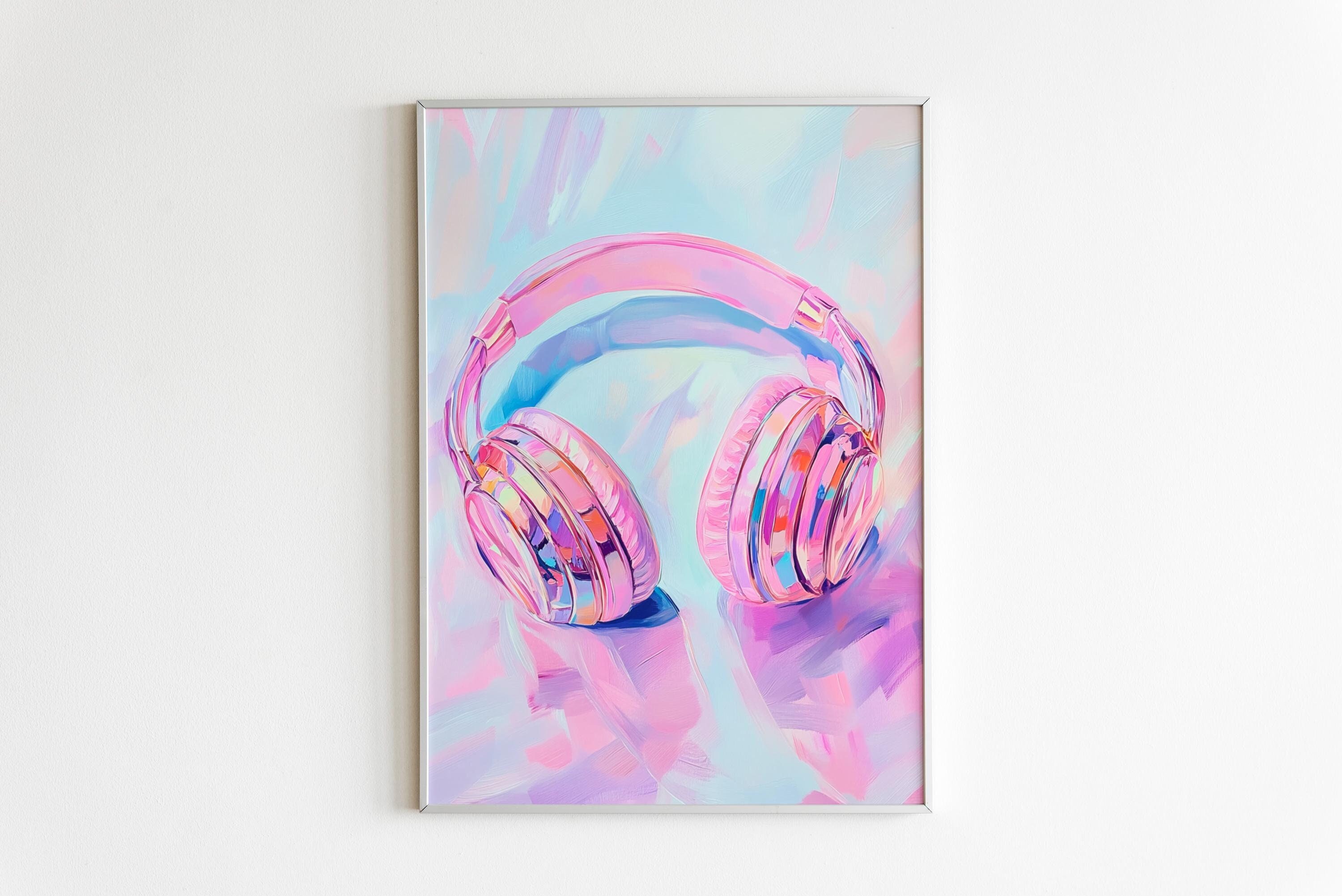Pastel Gaming Poster – Dopamine Decor, Pink Headset Gaming Space ...