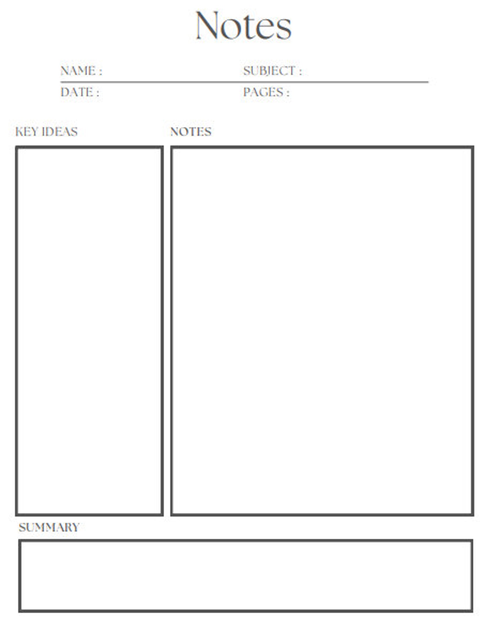 Printable Cornell Notes Template for Teachers, Students, Professionals ...