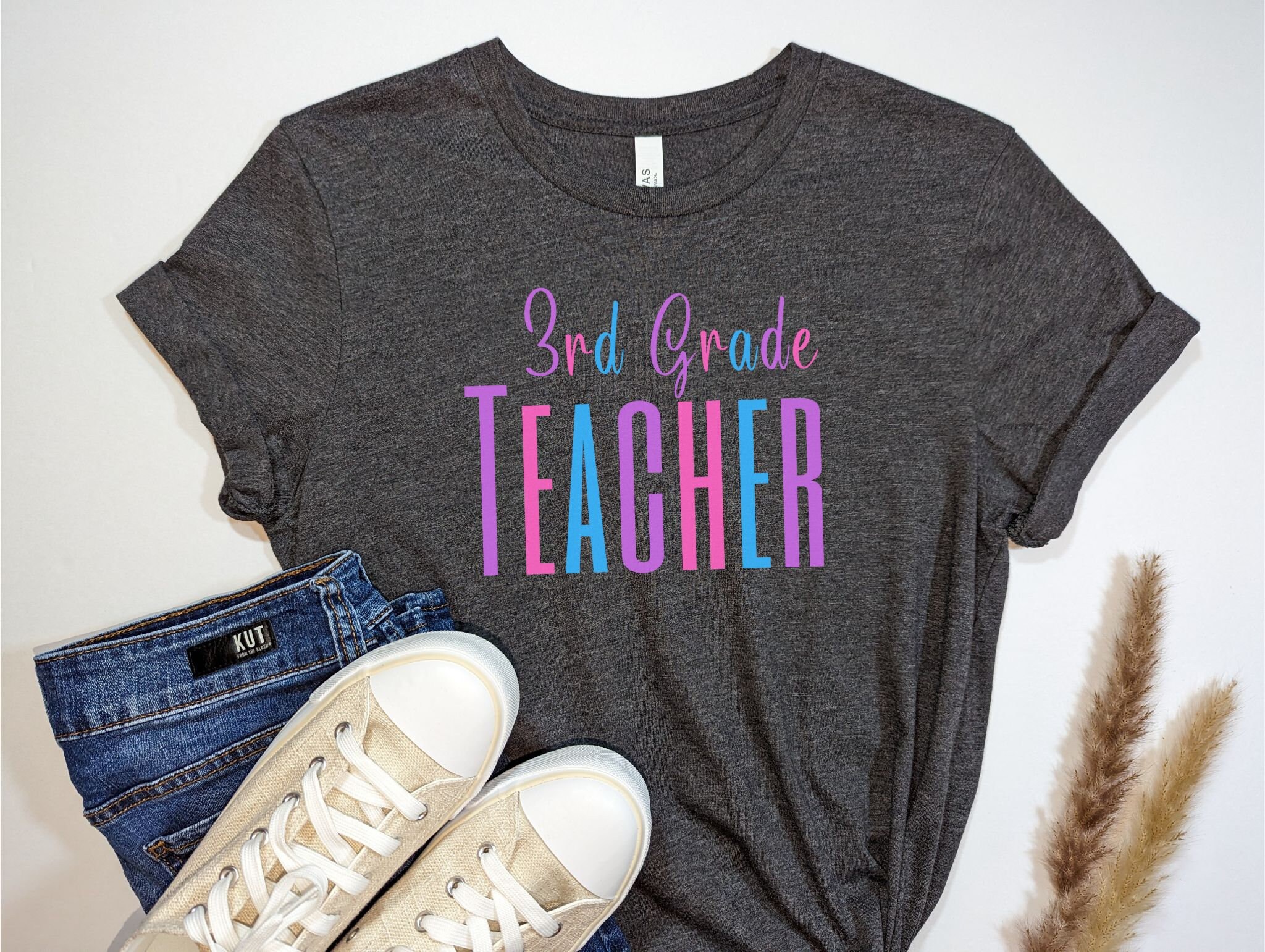 3rd Grade Teacher Shirt With Pastel Graphic, 3rd Grade Teacher Tee ...