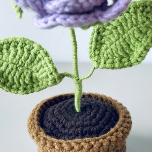 Crochet PDF Pattern - Super Easy Tutorial Rose Flower Pot Flowerpot ...