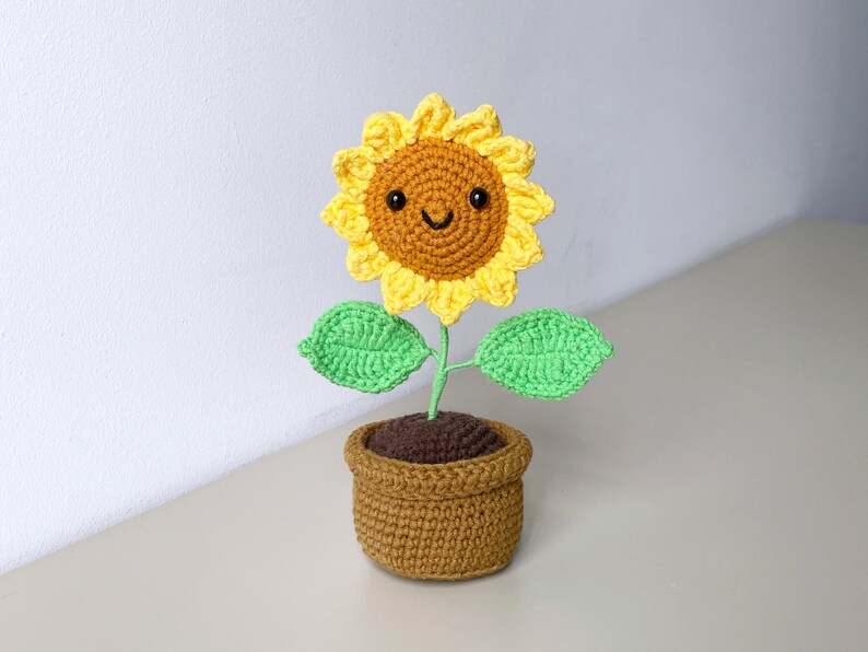 Crochet PDF Pattern - Super Easy Tutorial Sun Flower Pot Flowerpot ...