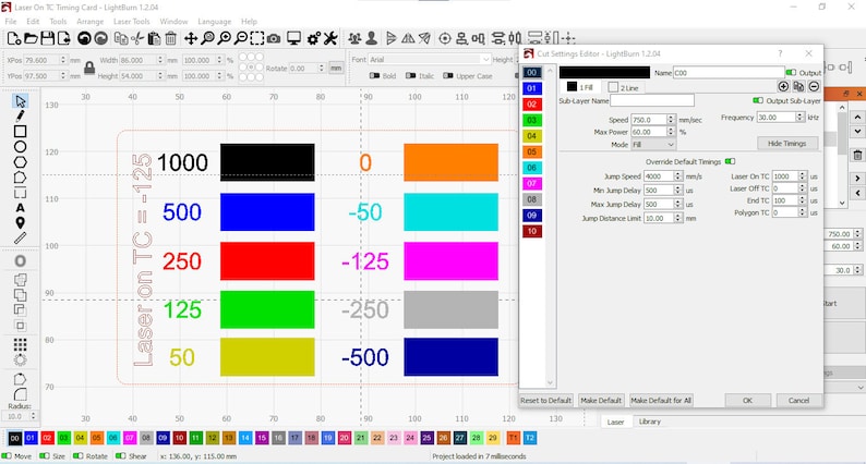 Lightburn Laser Timing Test Cards - Etsy