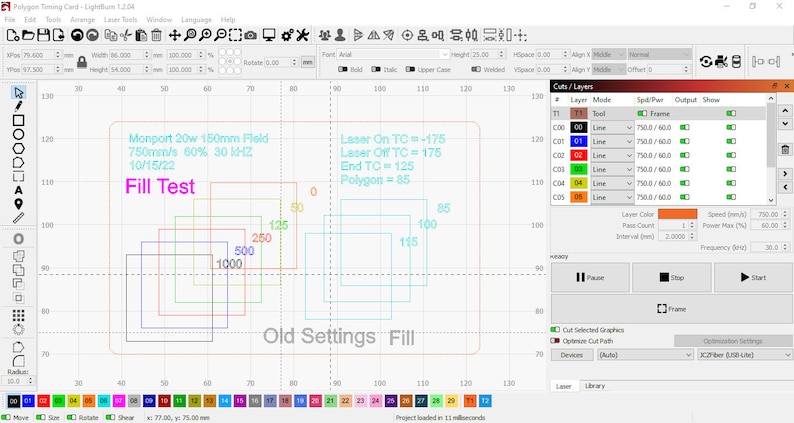 Lightburn Laser Timing Test Cards - Etsy