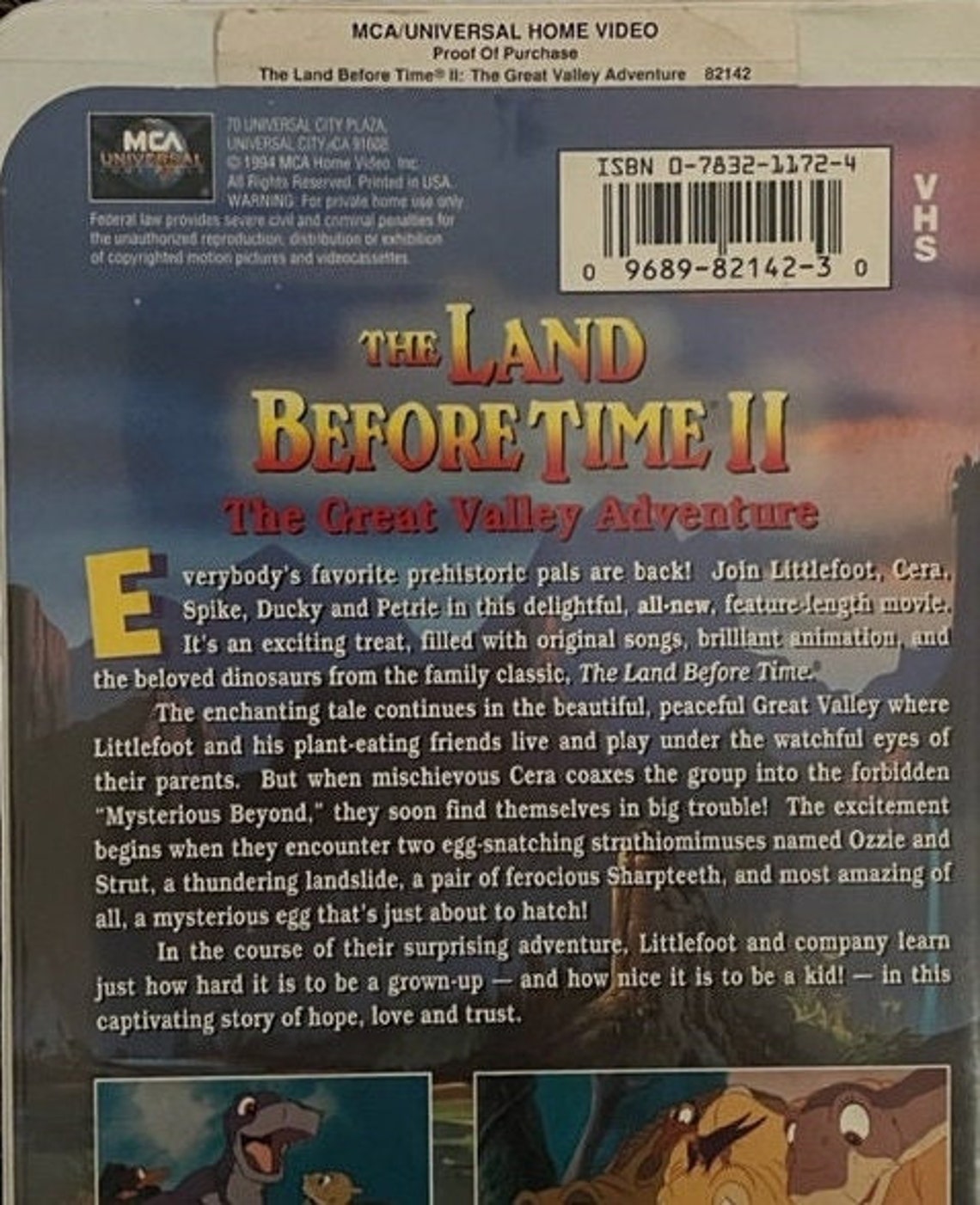 The Land Before Time II - the Great Valley Adventure - VHS Movie (82142 ...