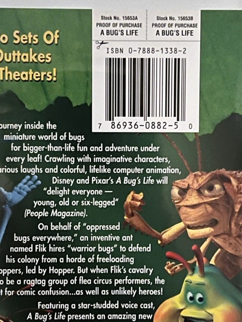 Disney . Pixar A Bug's Life VHS Movie 15653 - Etsy Ireland