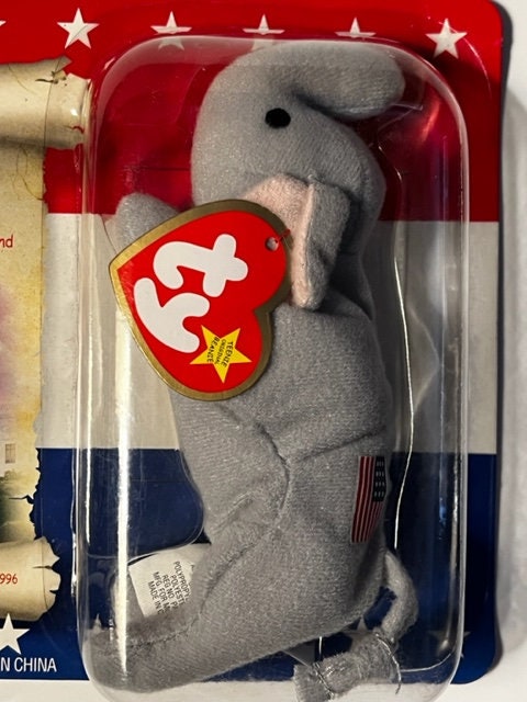 TY AMERICAN TRIO Righty the Elephant 5 Enclosed in Plastic/mounted on ...