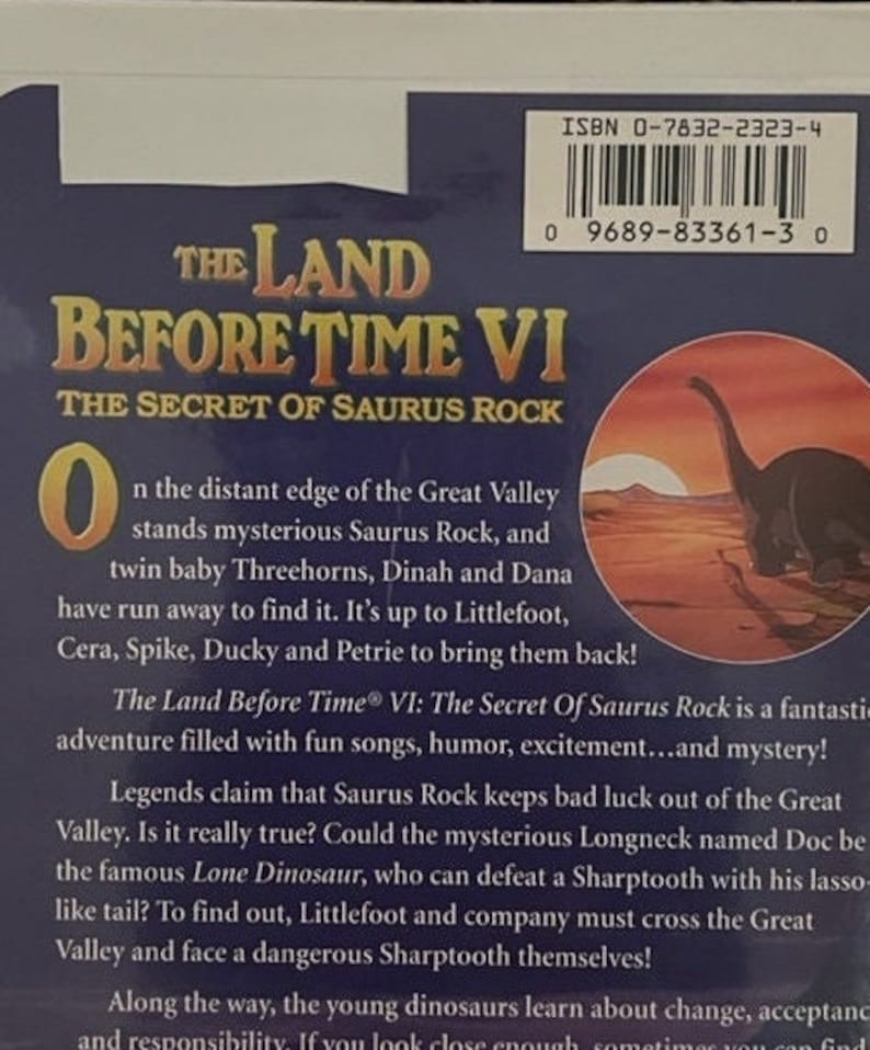 The Land Before Time VI - the Secret of Saurus Rock - VHS Movie (83361) - Etsy