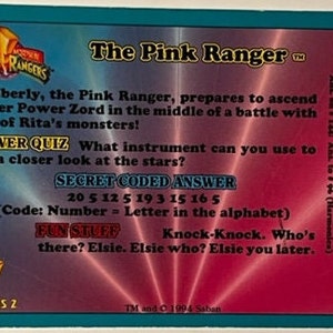 Mighty Morphin Power Rangers - the PINK RANGER - Series 2 - Card #120 ...