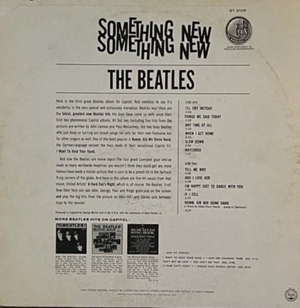 Something New the Beatles Vinyl LP ST2108 - Etsy