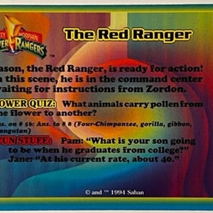 Mighty Morphin Power Rangers - THE RED RANGER - Card #32- 1994 - Etsy