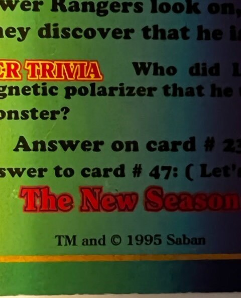 Mighty Morphin Power Rangers THE WHITE RANGER the New Season Card 71 ...