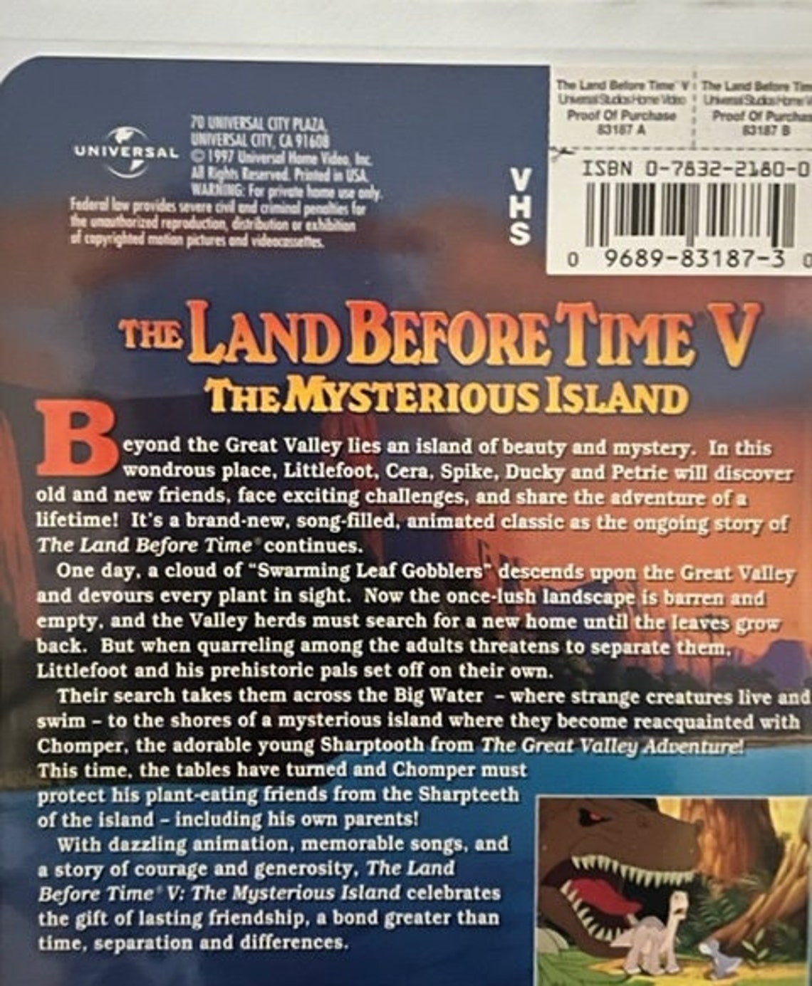 The Land Before Time V - the Mysterious Island - VHS Movie (83187) - Etsy