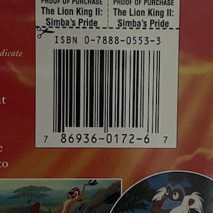 Disney's the Lion King II - Simba's Pride - VHS Movie (8804) - Etsy