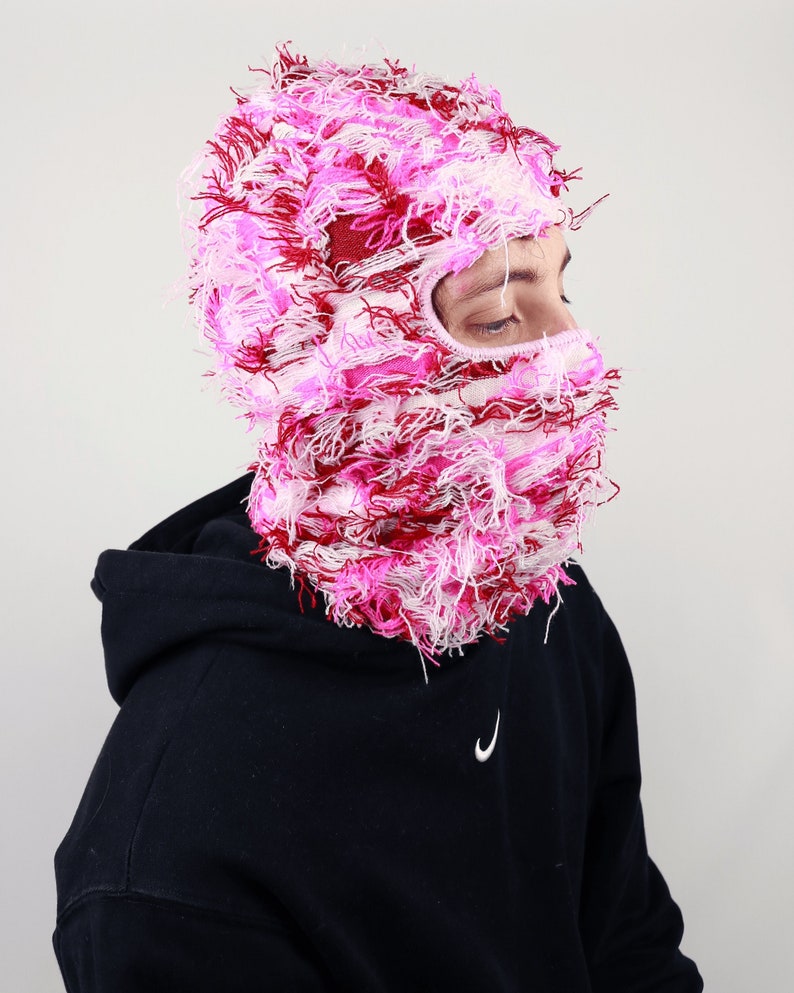 Pink Camo Knitted Balaclava Distressed Balaclava Ski Mask - Etsy