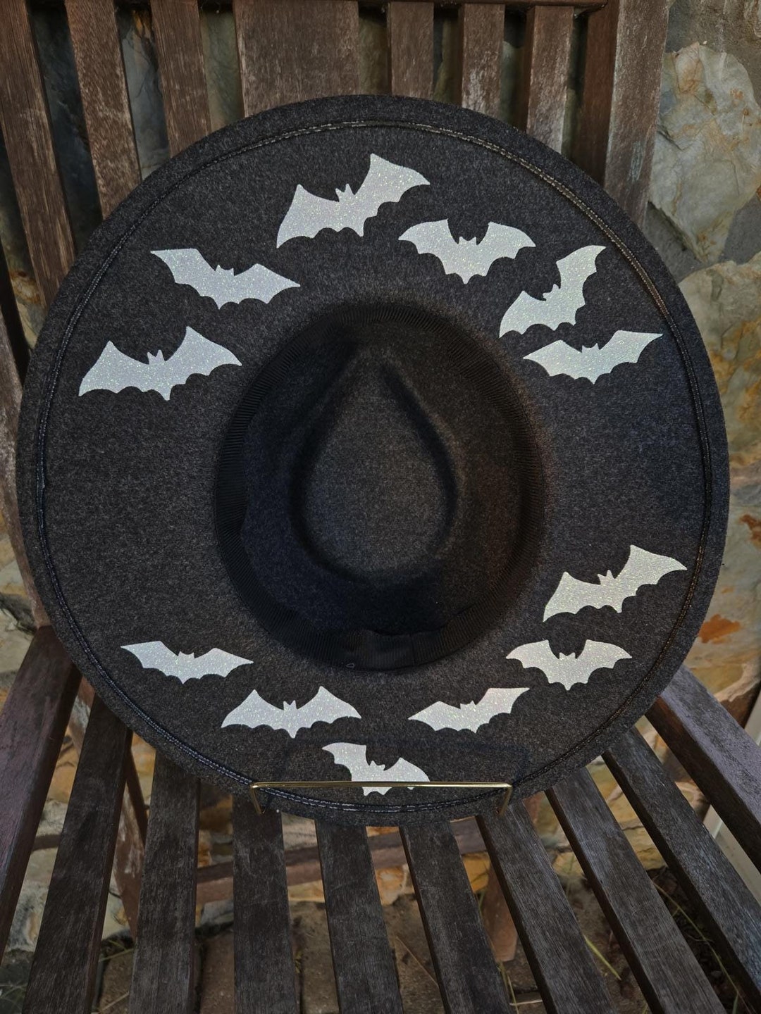 Spooky Bats Embellished Wide Brim Hat Glittery - Etsy