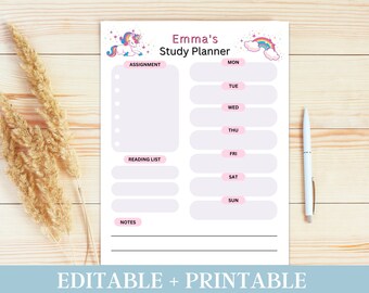 Unicorn Student Planner - Etsy