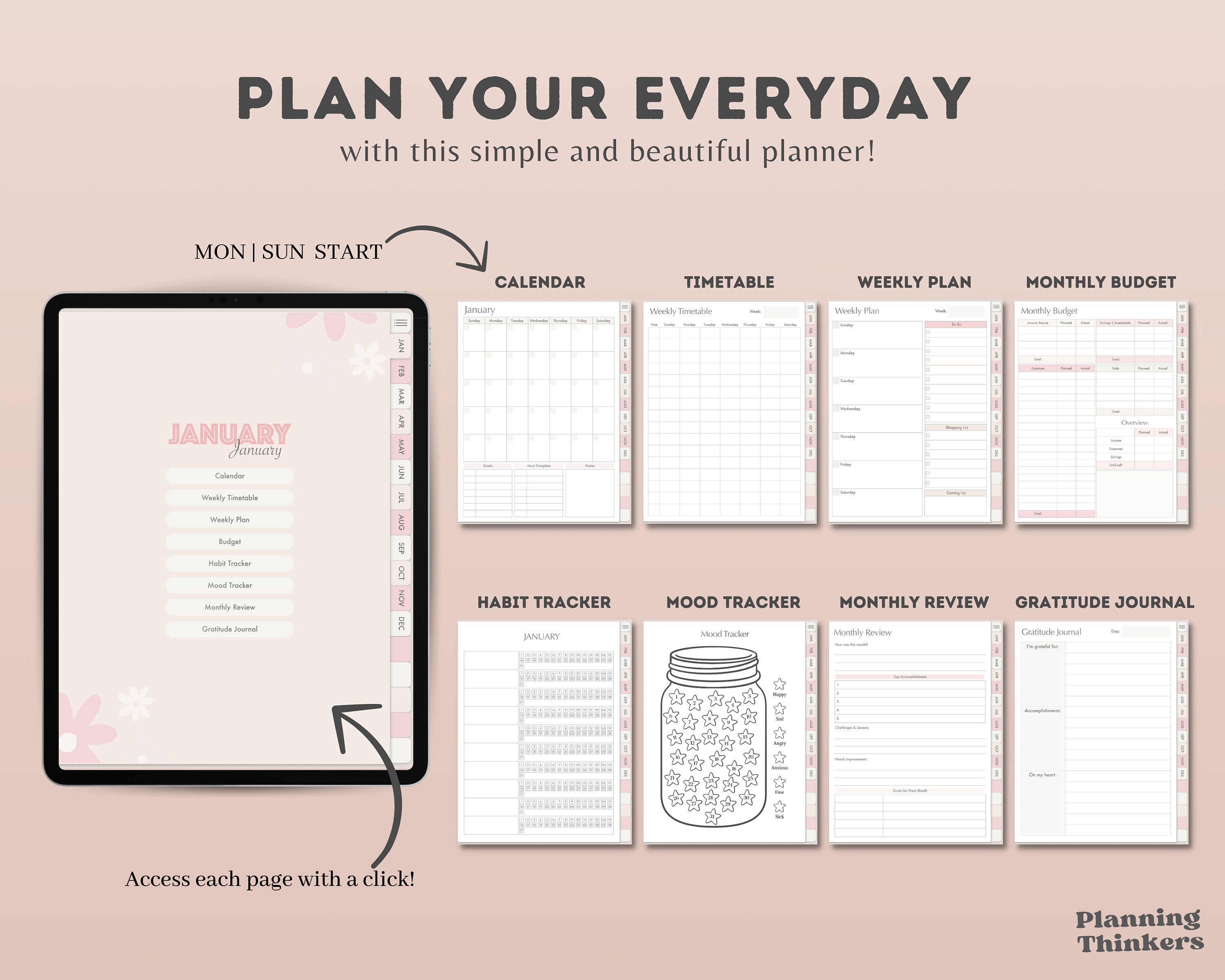 Undated iPad Planner, Digital Planner Goodnotes, Goodnotes Planner ...