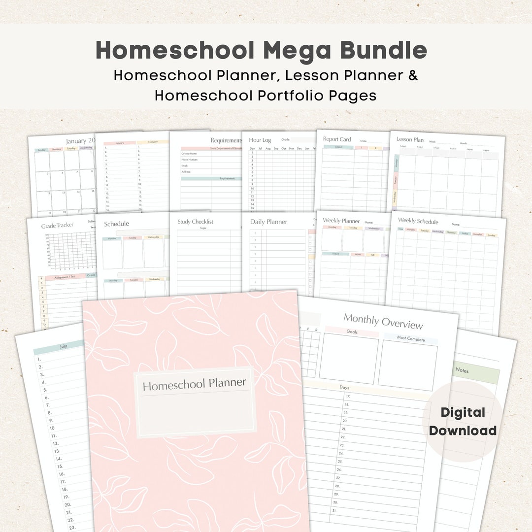 Pastels Homeschool Planner Mega Bundle, Homeschool Lesson Planner ...