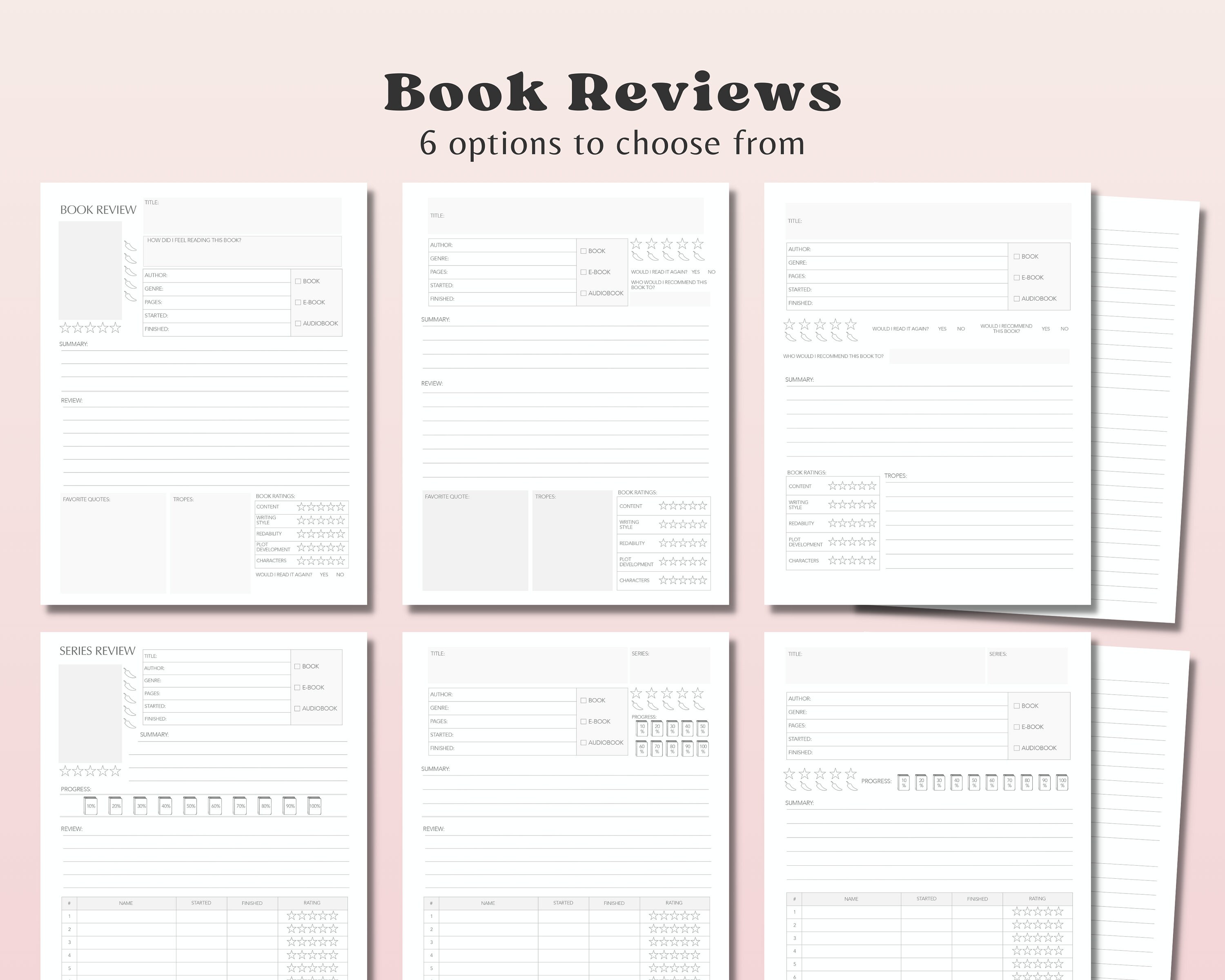 Book Reading Journal Reading Reviews Printable Reading Journal Reading ...