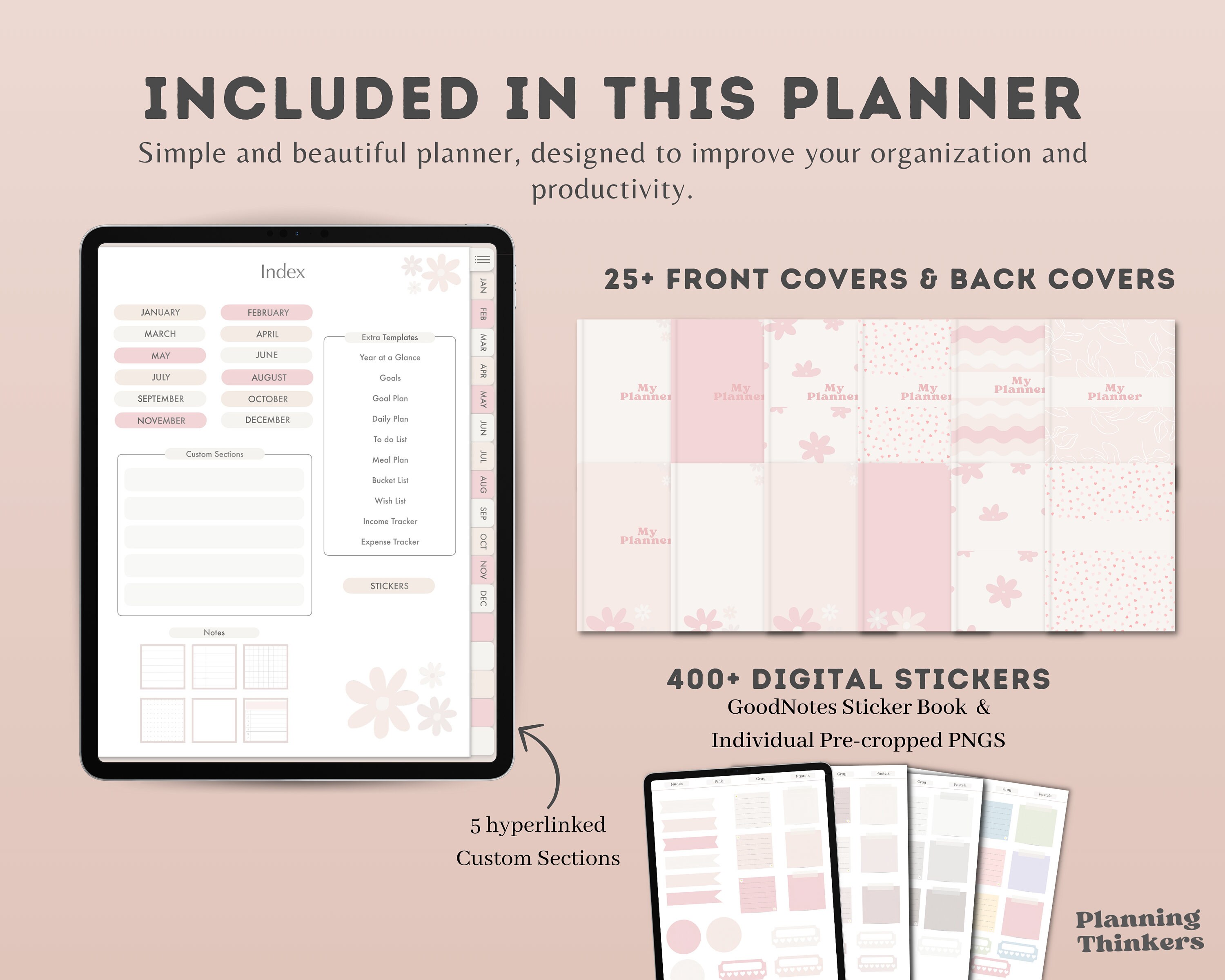 Undated iPad Planner, Digital Planner Goodnotes, Goodnotes Planner ...