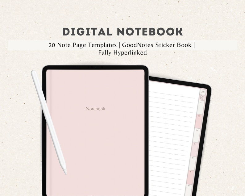 Pink Digital Notebook | Goodnotes Notebook | Digital Notebook With Tabs ...