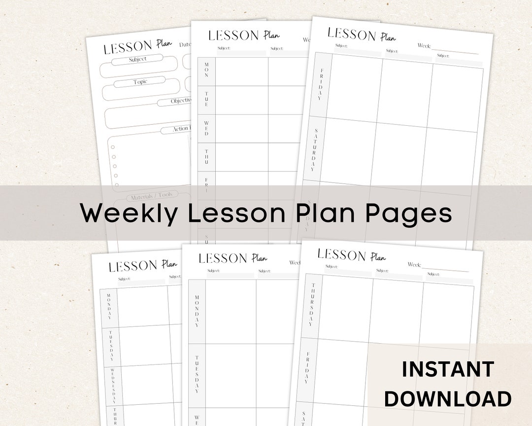 Lesson Plan Pages, Weekly Lesson Plan, Printable Homeschool Planner ...