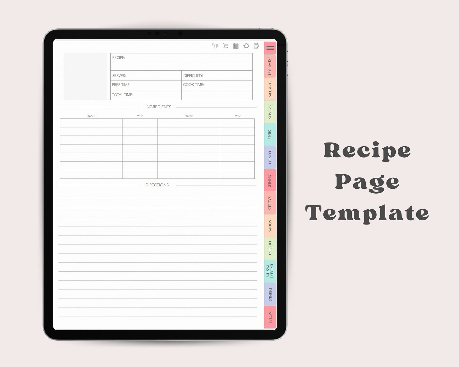 Digital Recipe Book Template Digital Recipe Journal Recipebook Recipe ...