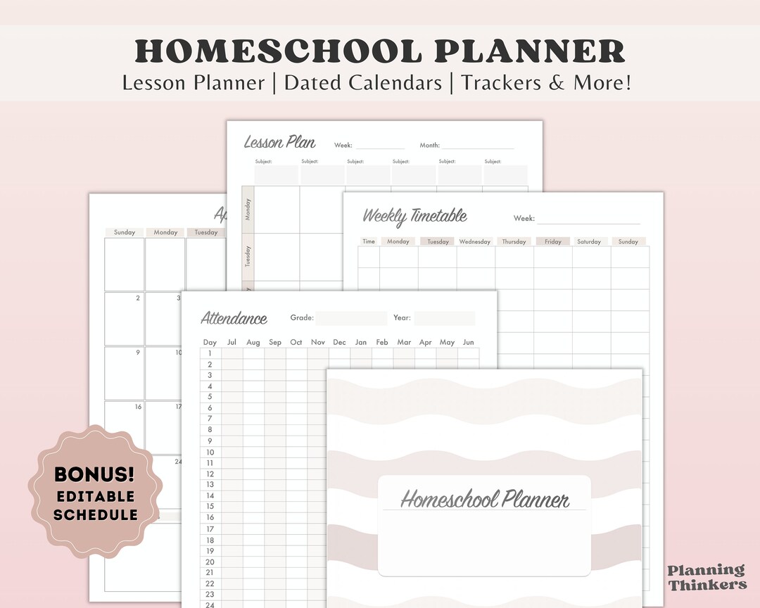 Neutral Homeschool Planner Bundle, Printable Homeschool Planner Pages ...