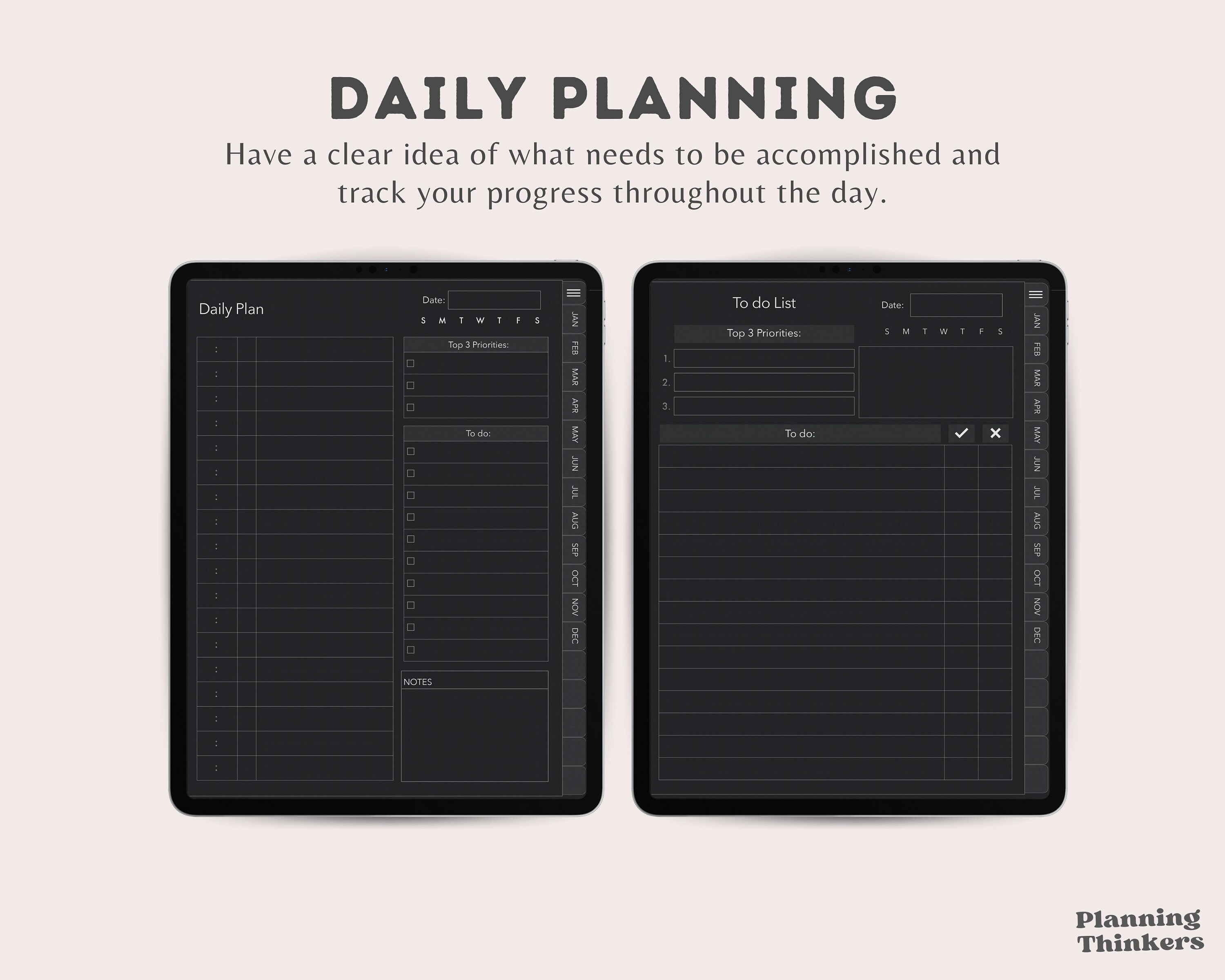Dark Mode Digital Planner Undated, Dark Mode Planner, Dark Mode iPad ...