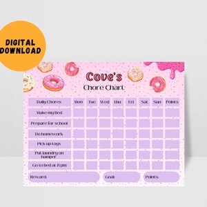 Editable Kids Checklist Donuts Reward Chart Chore Chart - Etsy