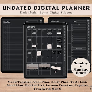 Dark Mode Digital Planner Undated, Dark Mode Planner, Dark Mode iPad ...