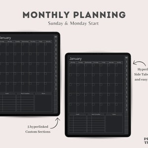 Dark Mode Digital Planner Undated, Dark Mode Planner, Dark Mode iPad ...