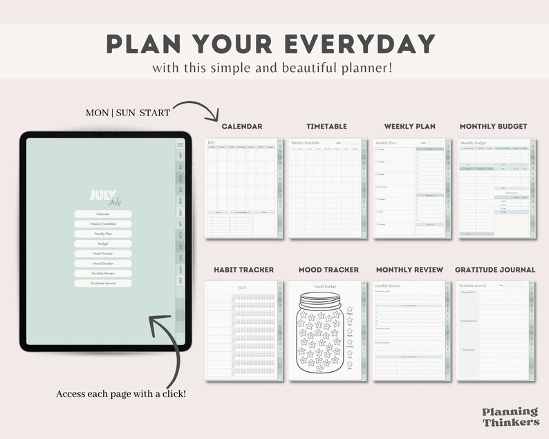 IPad Planner Undated, Goodnotes Template, Productivity Digital Planner ...