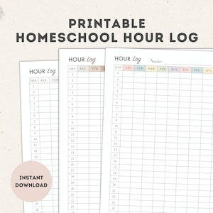 Printable Homeschool Hour Log, Attendance Log, Homeschool Attendance ...