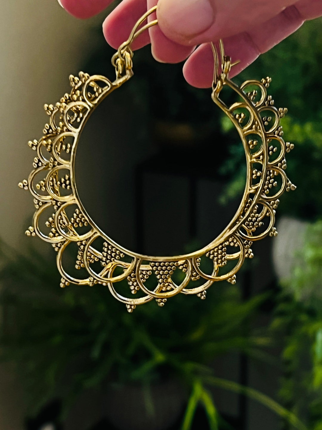 Mandalas Art Deco, Intricate Hoop Earrings, Big Wide Mandala Boho Earrings, Ethnic Hooped ...