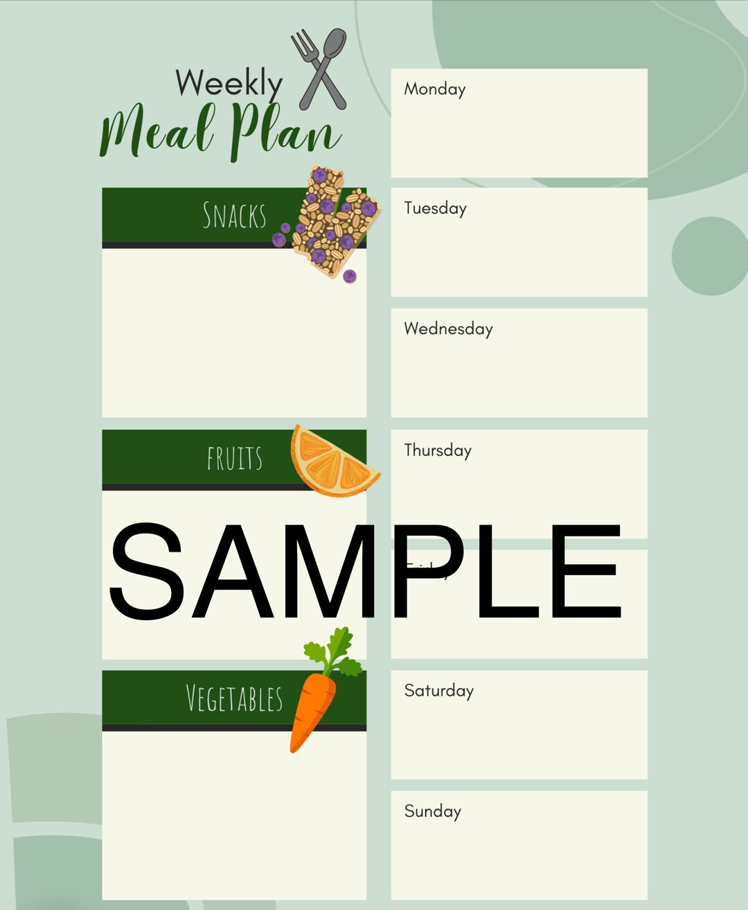 Digital Weekly Meal Planner - Etsy