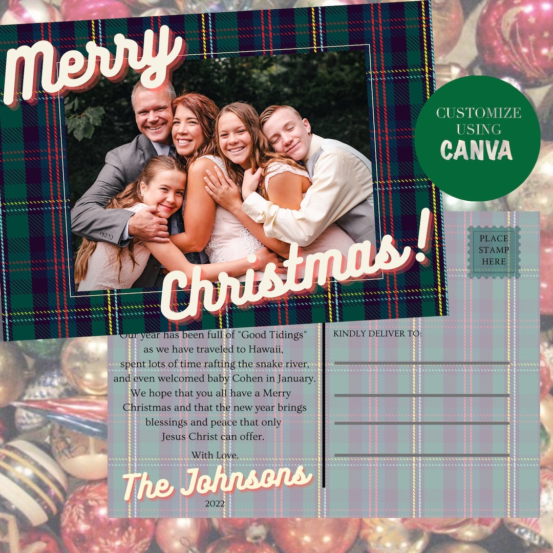 Printable Christmas Card Template, Christmas Postcard, 4.25x6, Fully ...