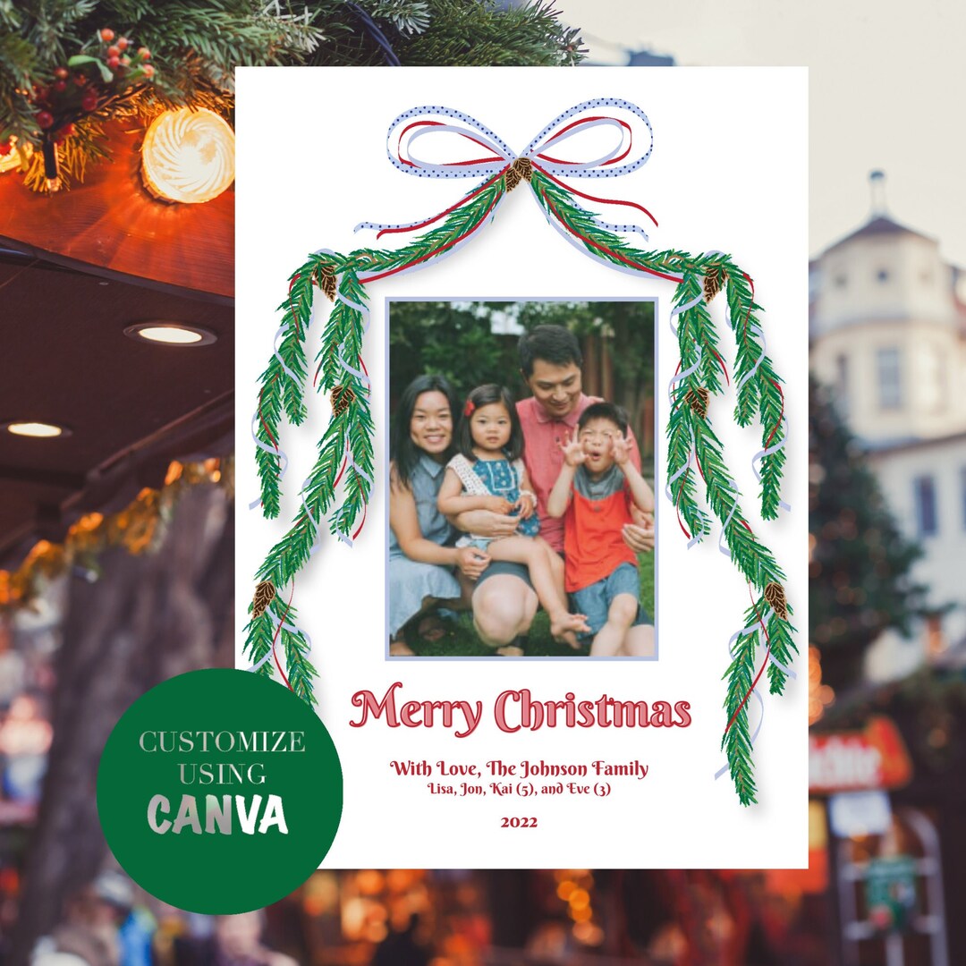 Printable Christmas Card Template, Traditional Christmas Card, (5x7in ...