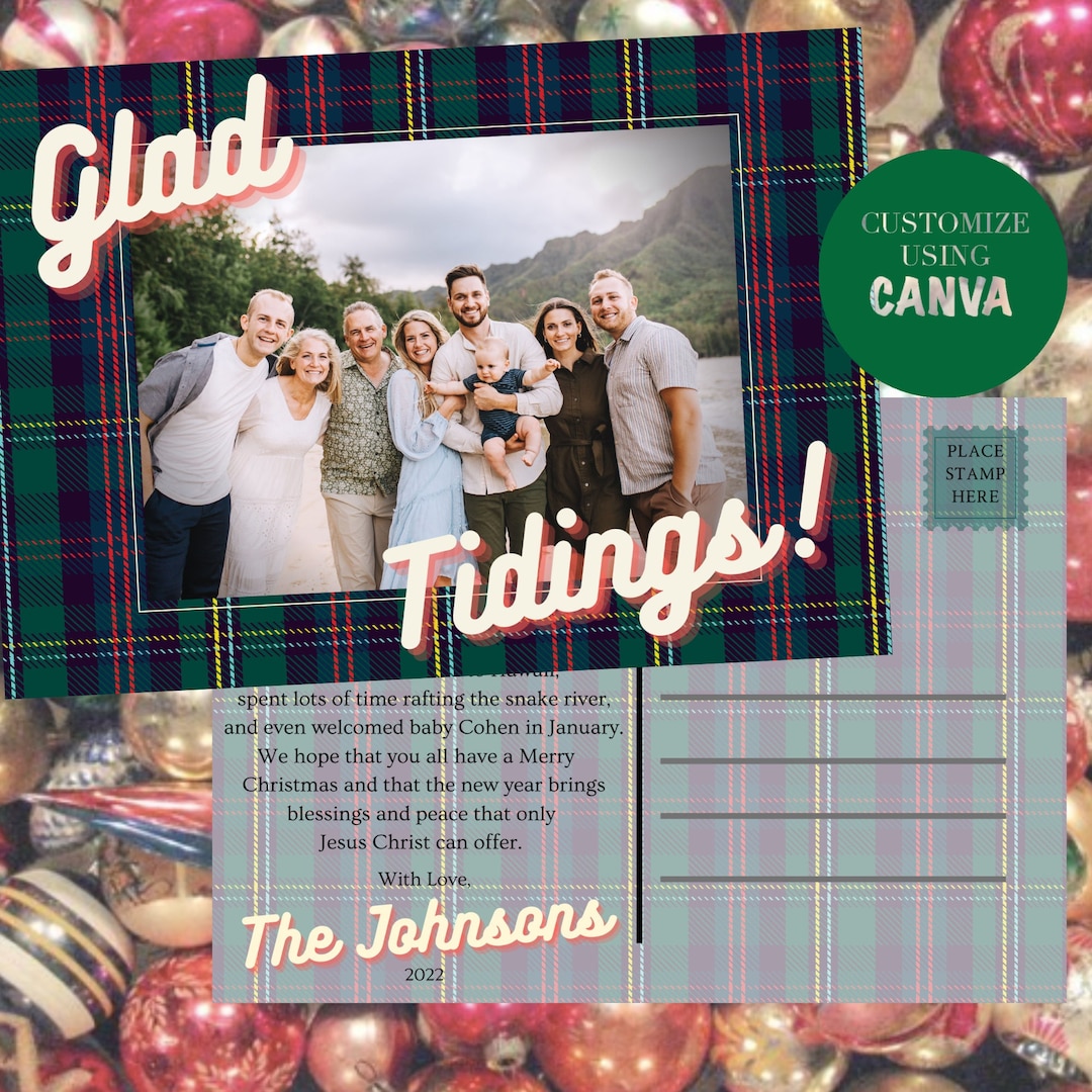 Printable Christmas Card Template, Christmas Postcard, 4.25x6, Fully ...