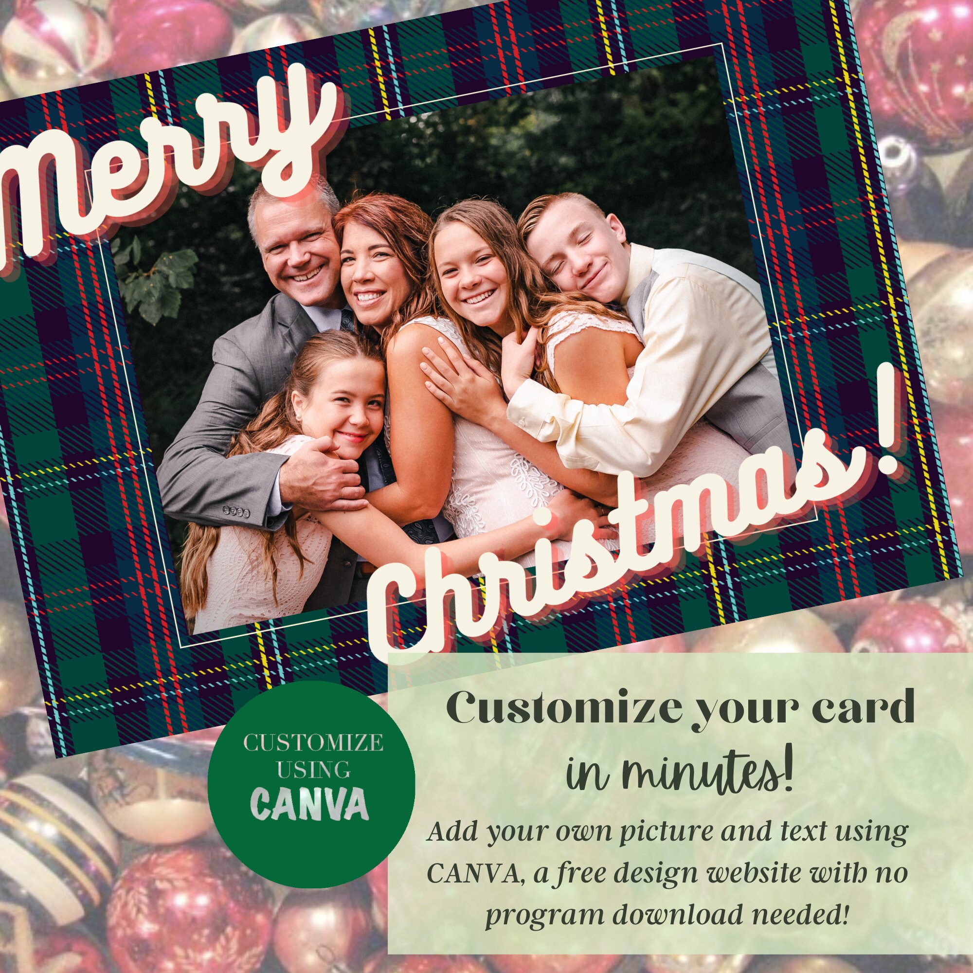 Printable Christmas Card Template, Christmas Postcard, 4.25x6, Fully ...