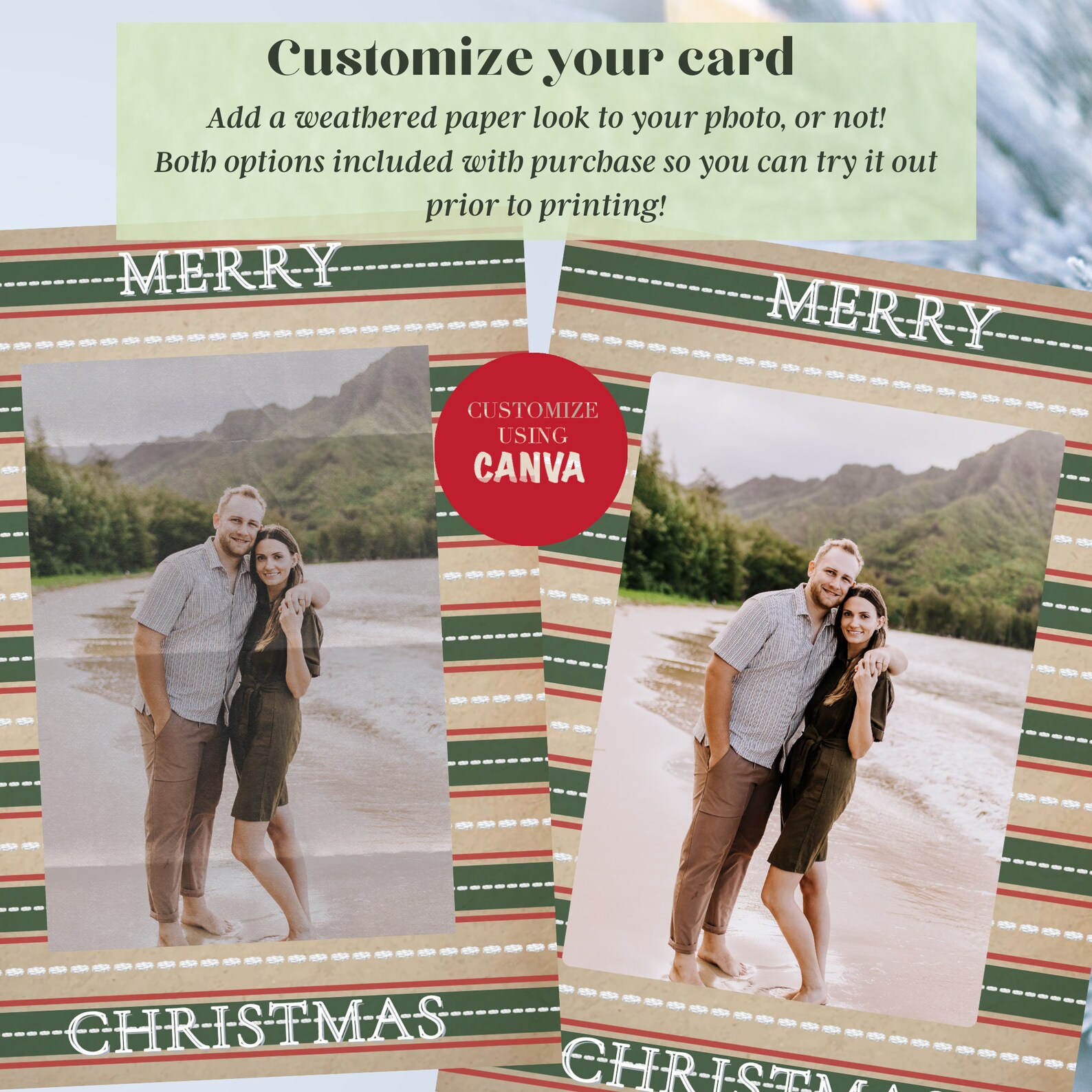 Printable Christmas Card Template, Christmas Post Card, 4.25x6, Fully ...