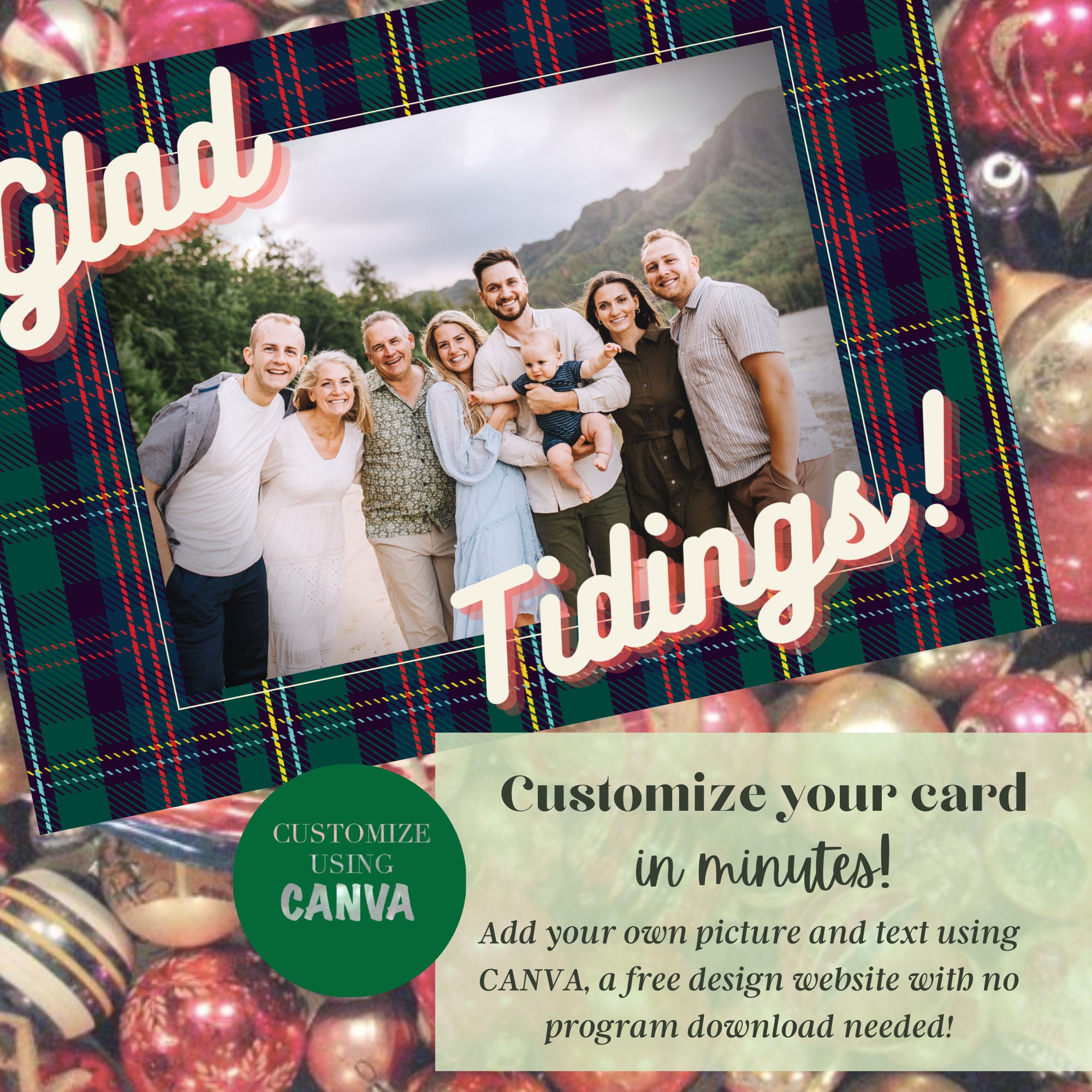 Printable Christmas Card Template, Christmas Postcard, 4.25x6, Fully ...