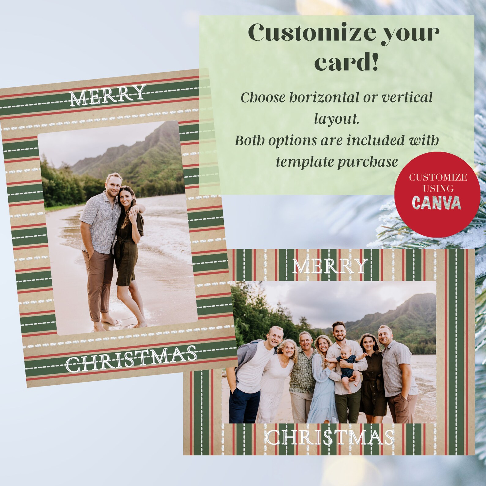 Printable Christmas Card Template, Christmas Post Card, 4.25x6, Fully ...