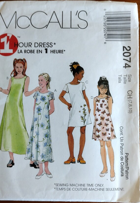 OOP Mccall's Girls' 1-hour Dress Pattern Sizes 7810 - Etsy