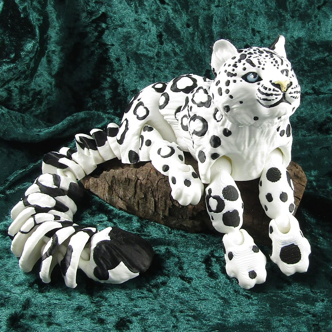 Articulated Posable Snow Leopard 3D Fidget Toy Desk Decoration Select ...