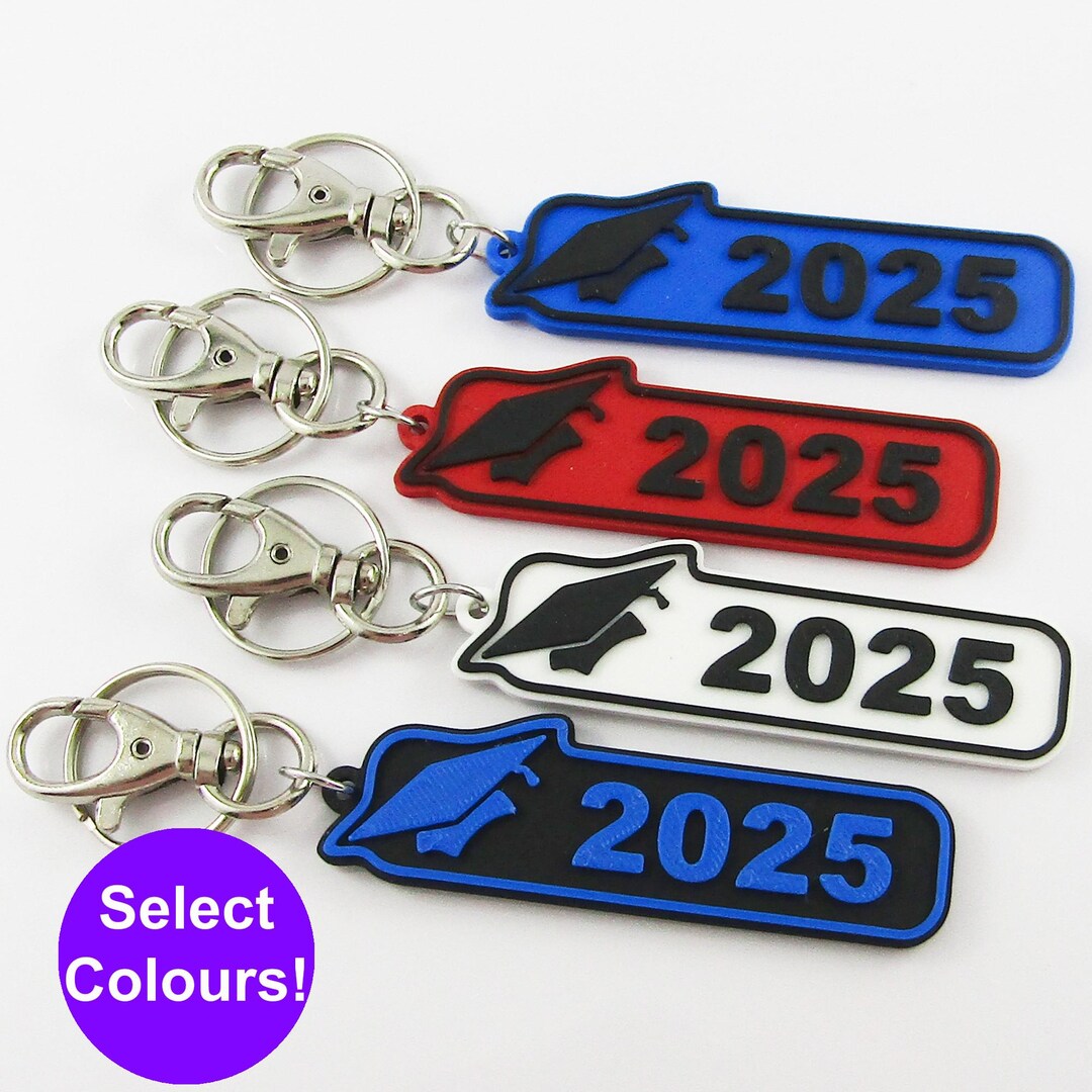 Graduation Cap & Scroll Charm Keychain Bag Tag Class of 2025 Student ...