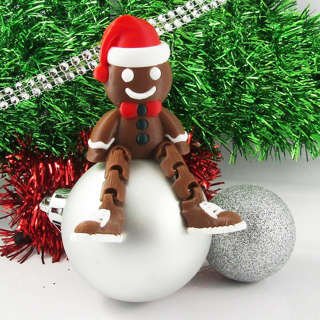 3D Articulated Christmas Gingerbread Man 3D Flexi Fidget Toy Gift 90mm ...