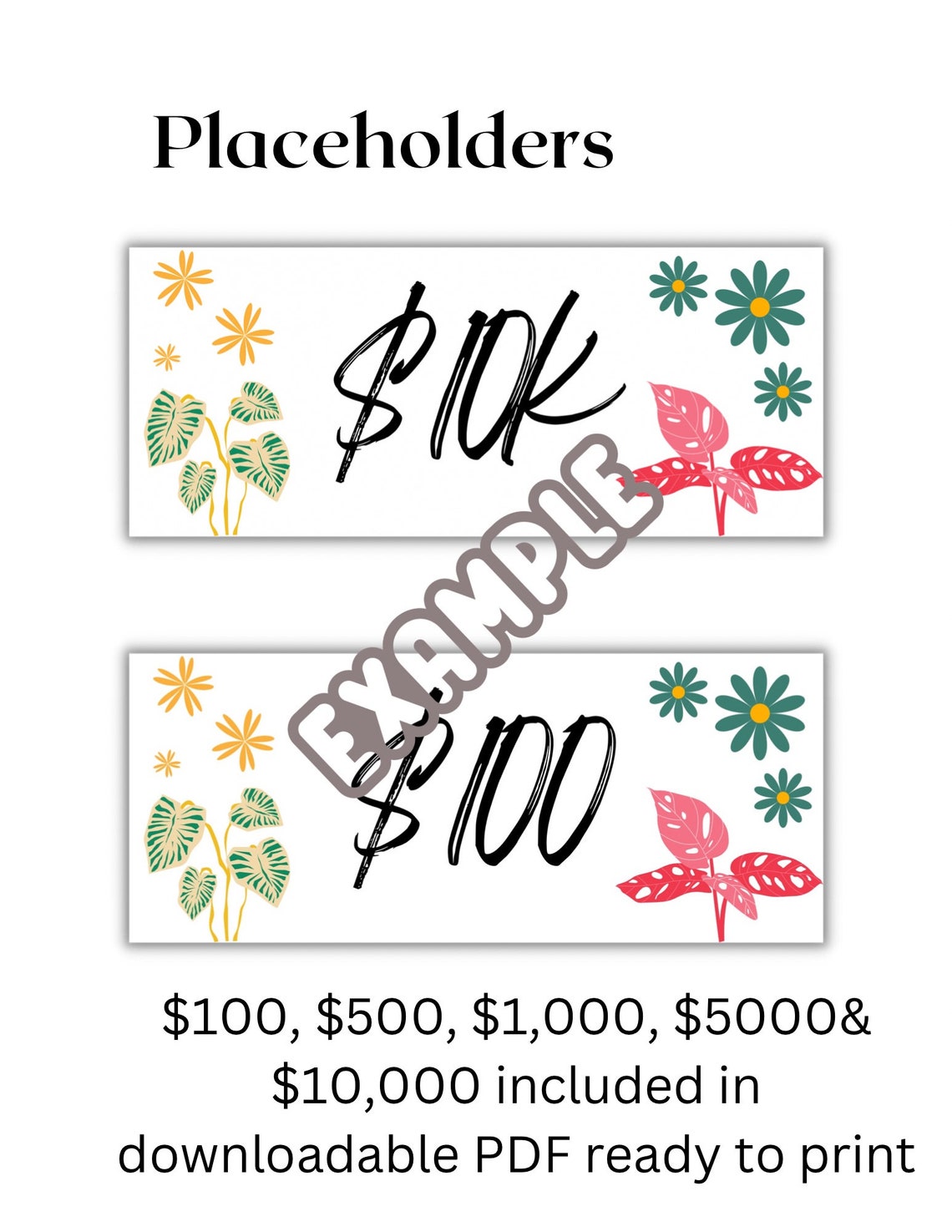 Printable Pdf Placeholders for Cash Stuffing Envelope System Prop Money ...